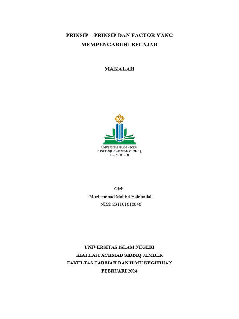 Prinsip - Dan - Factor - Yang - Mempengaruhi - Belajar AFID | PDF