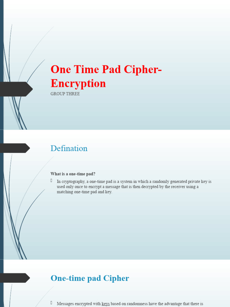 One Time Pad Cipher Encryption Pdf Cryptography Encryption