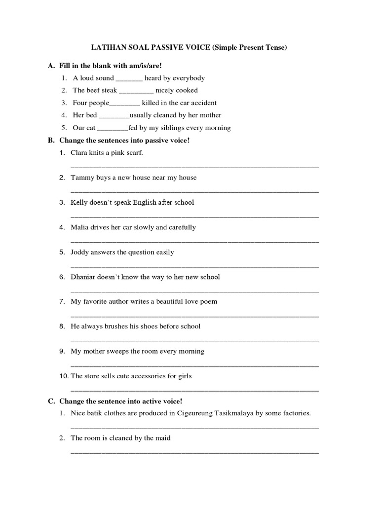 Latihan soal passive voice_simple present tense | PDF