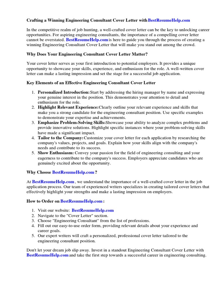 Engineering Consultant Cover Letter Guide | PDF | Résumé | Engineering