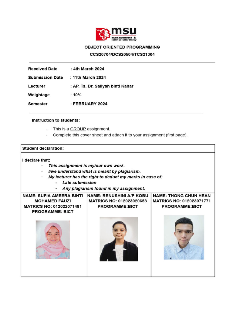 OOP - Assignment 1 | PDF | Class (Computer Programming) | Computer Program OOP - Assignment 1 | PDF | Class (Computer Programming) | Computer Program