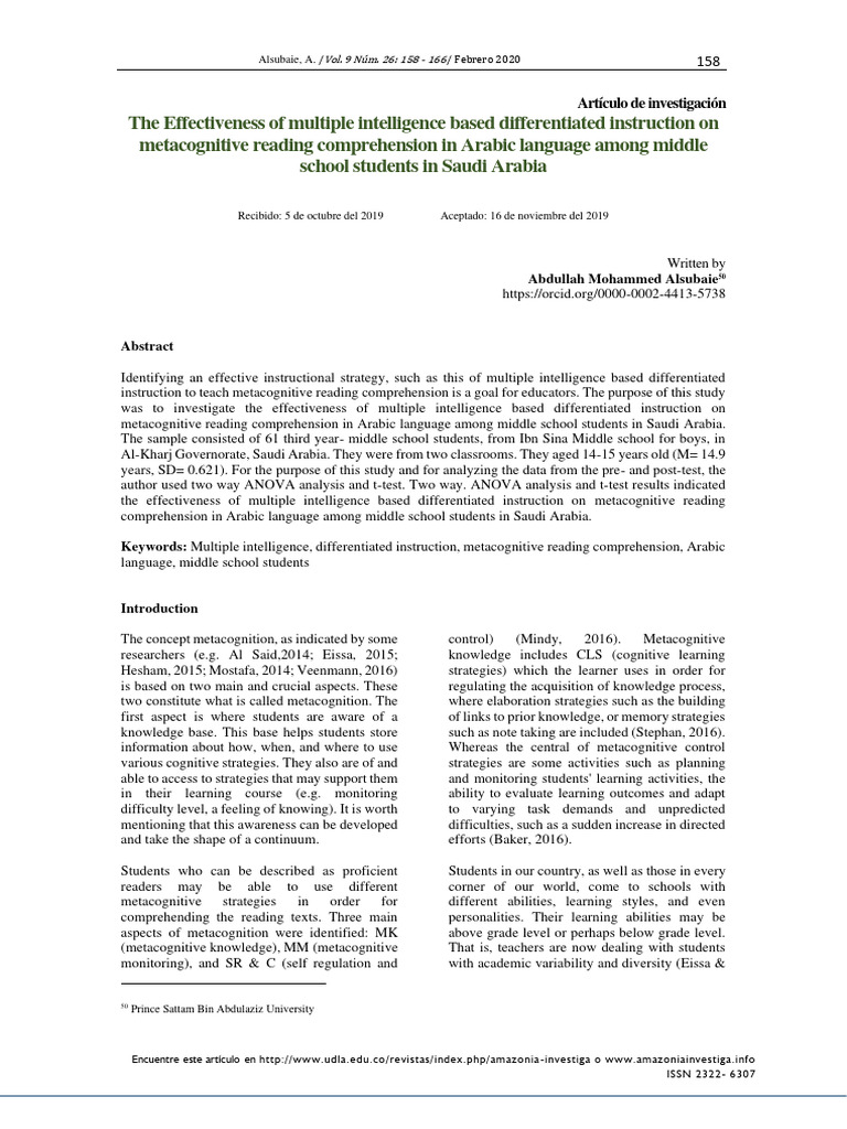 The Effectiveness of Multiple Intelligence Based Differentiated ...