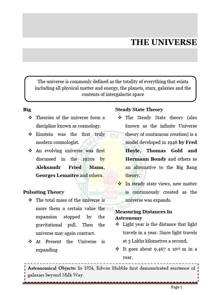 Overview of the Universe and Its Components | PDF | Planets | Stars