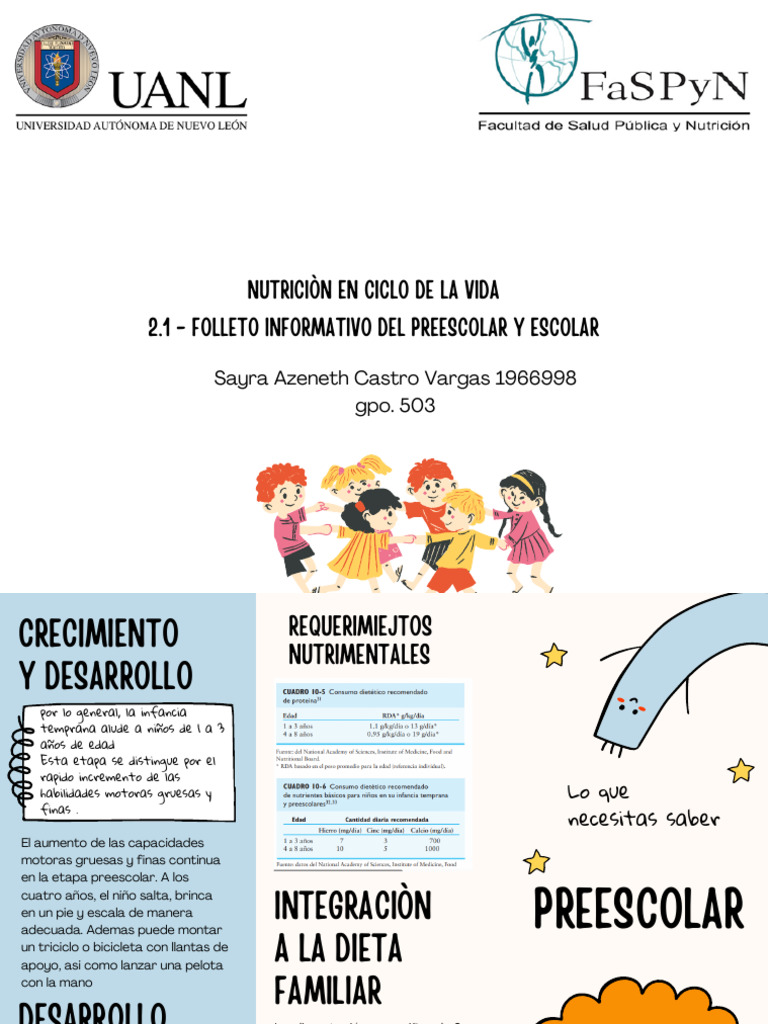2.1 - Folleto Informativo Del Preescolar y Escolar | PDF | Alimentos ...