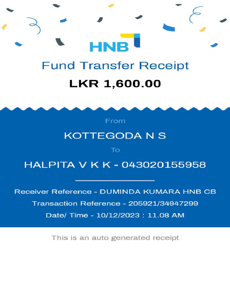 HNB DL Receipt 20231210 110931 | PDF