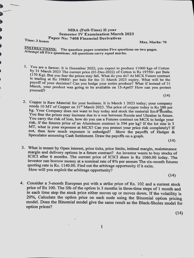 Derivatives 2023 Paper | PDF