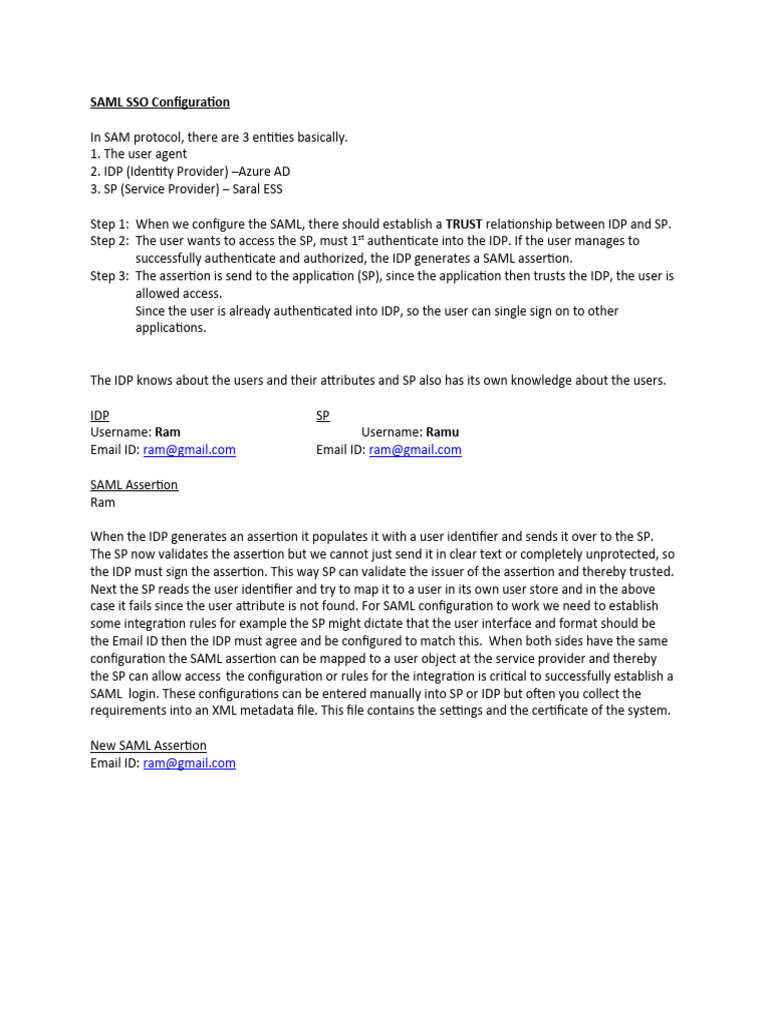 SAML SSO Configuration - Biranchi | PDF