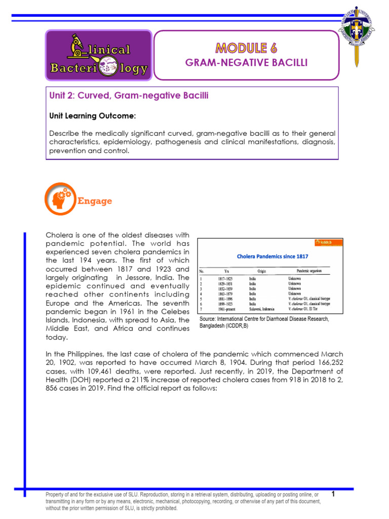 MLS 223 Clinical Bacteriology Module 6 Unit 2 | PDF | Cholera | Serotype