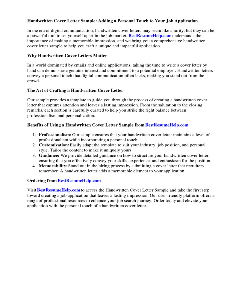 Handwritten Cover Letter Sample | PDF | Résumé | Http Cookie