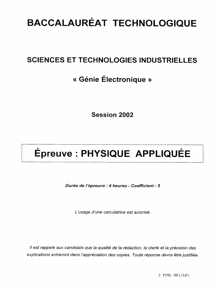 Physique Appliquee 2002 | PDF