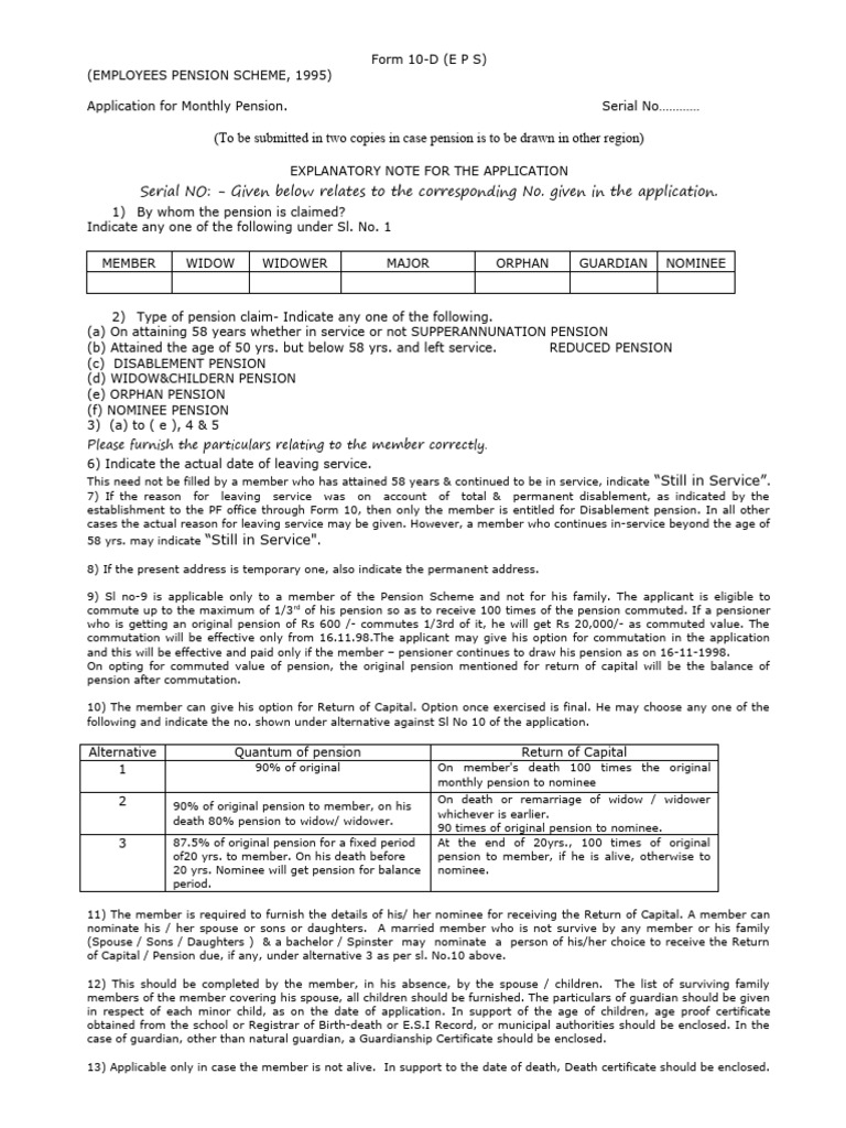 10D(Pension Form) | PDF | Pension | Hand