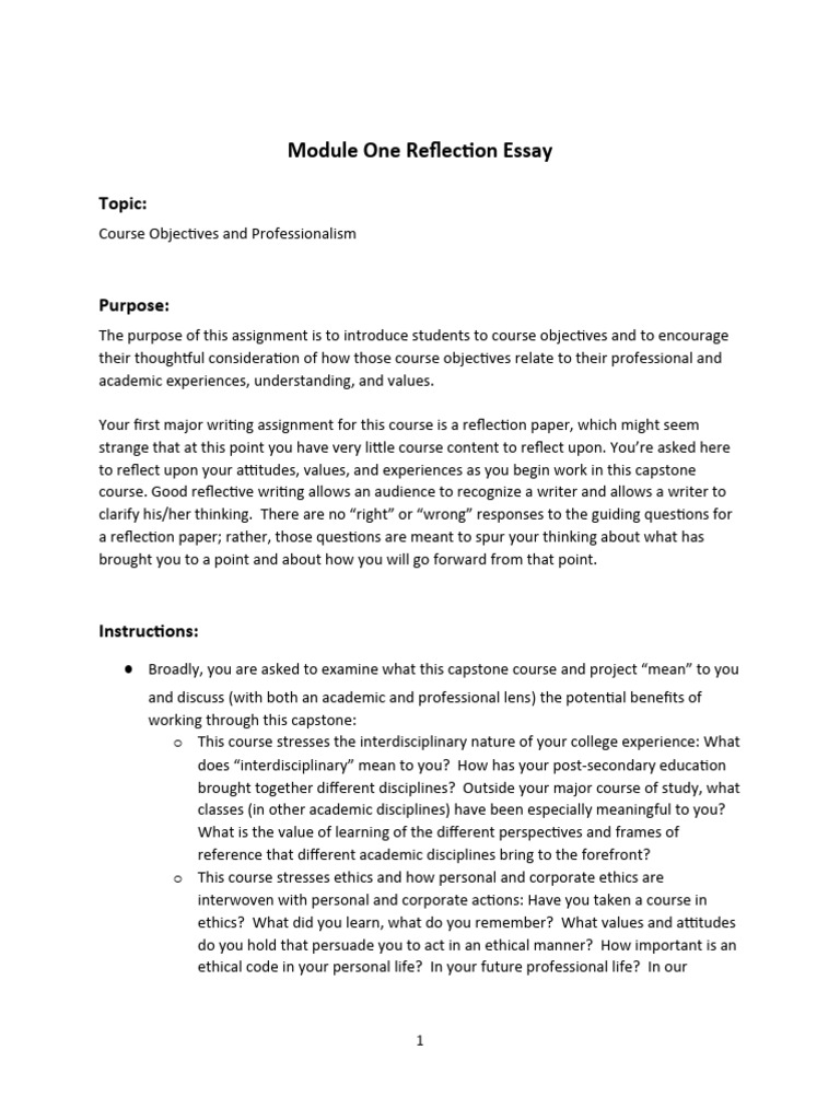 Module One Reflection Essay | PDF | Thought | Experience