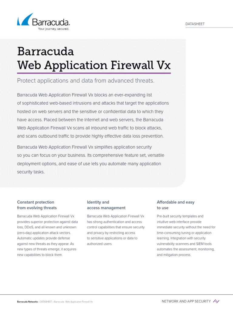 Barracuda Web Application Firewall VX DS US | PDF | Computer Security | Security