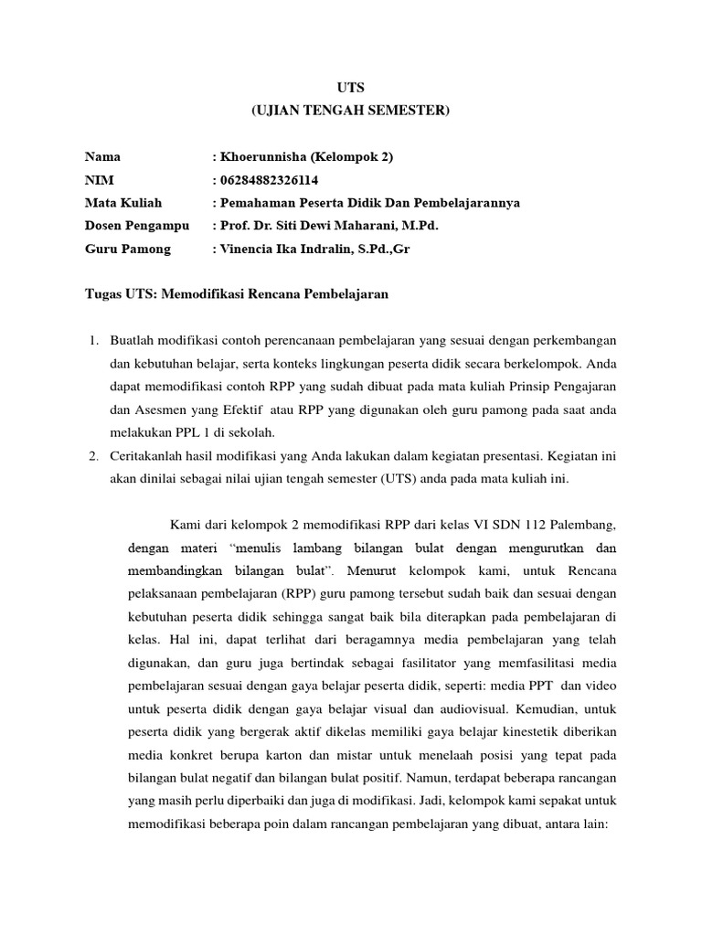 Khoerunnisha UTS PPDB | PDF