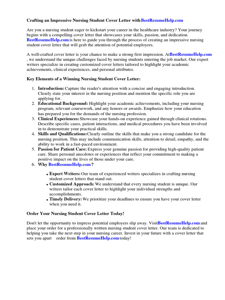 Nursing Student Cover Letter | PDF | Nursing | Résumé