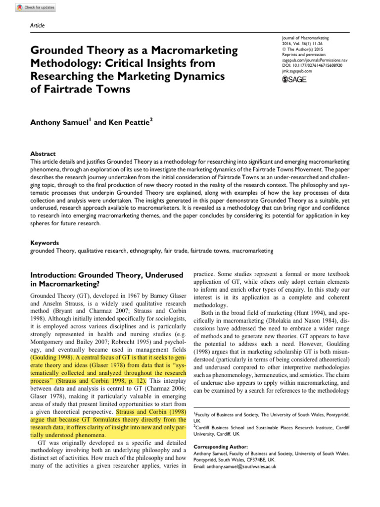 Grounded Theory As A Macromarketing | PDF | Fair Trade | Qualitative ...