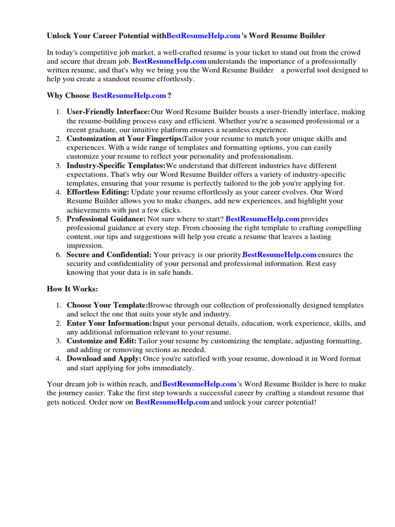 Word Resume Builder | PDF | Résumé | Microsoft Word