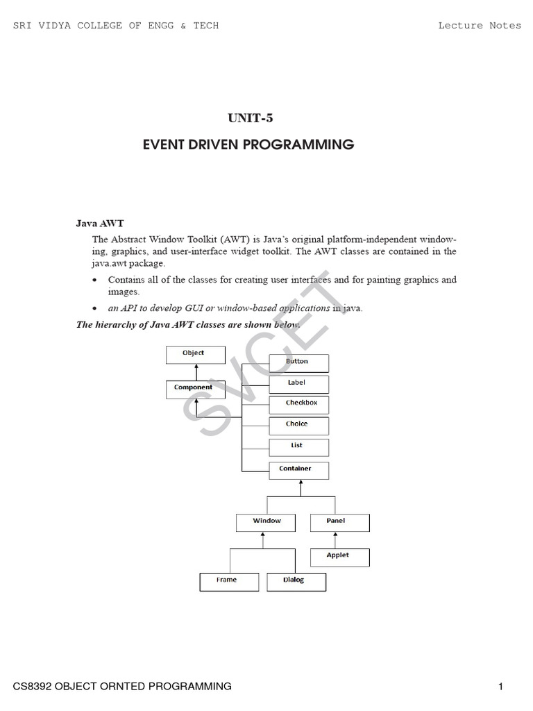 Svcet Event Driven Programming Pdf Typefaces Method Computer Programming 1606