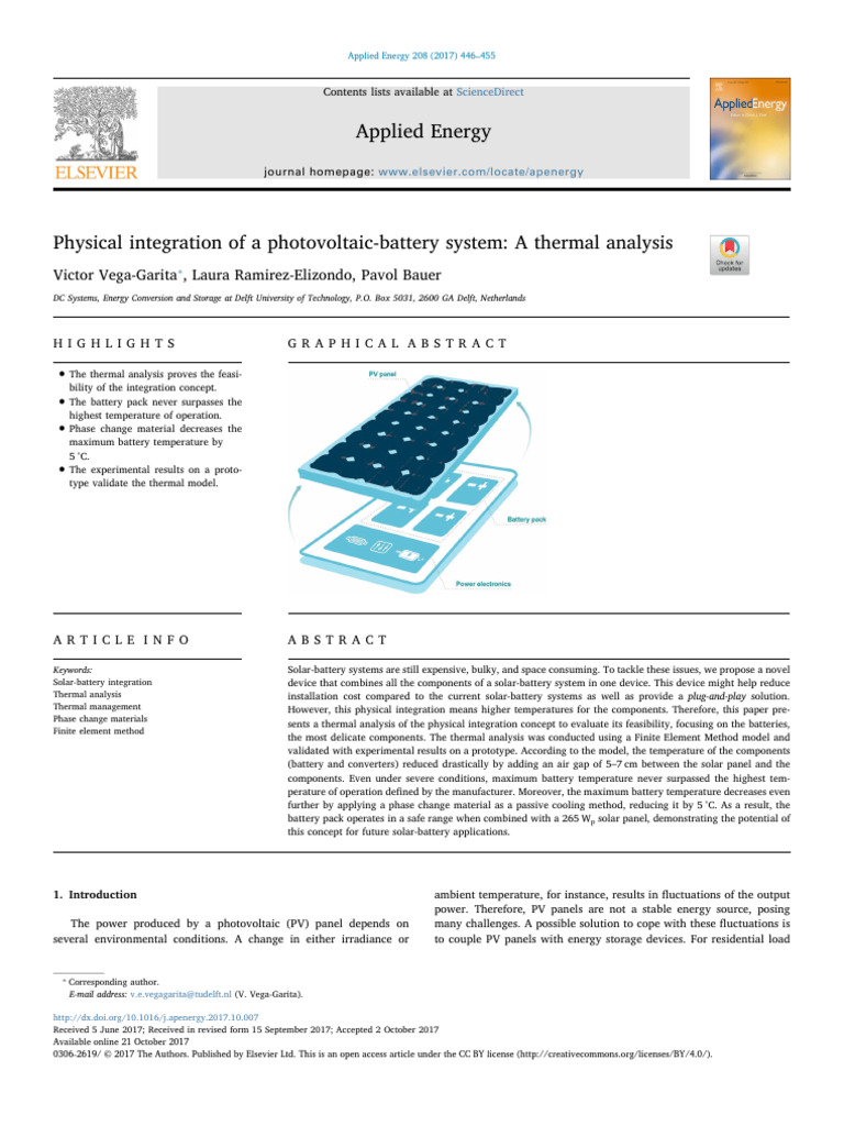 Thermal Analysis of PV-Battery Integration | PDF | Photovoltaics ...