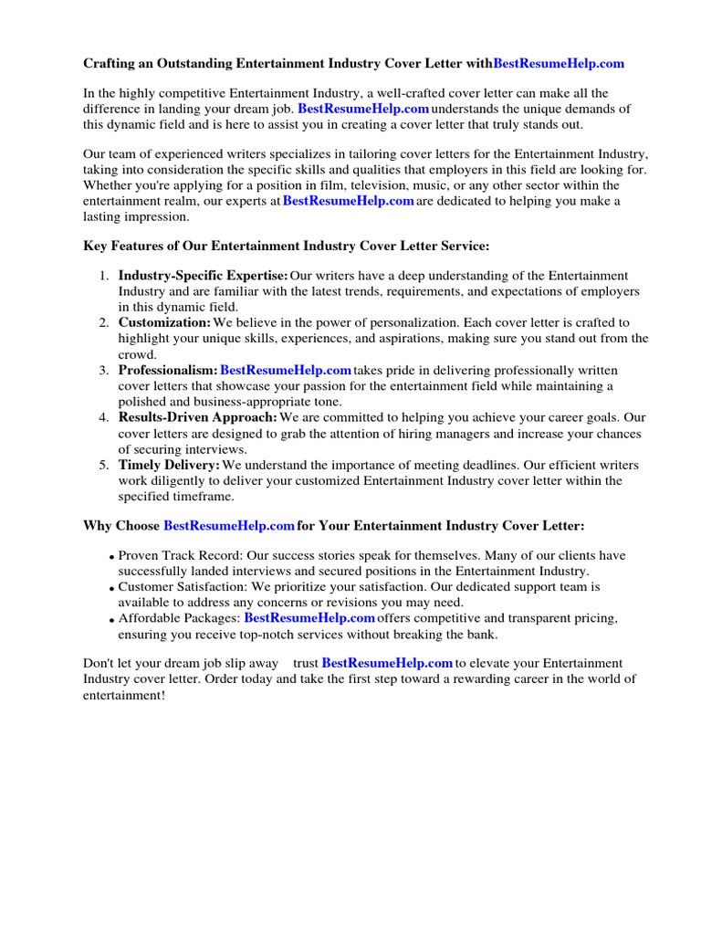 Crafting Your Entertainment Cover Letter | PDF | Entertainment