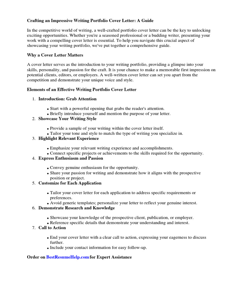 Writing Portfolio Cover Letter Example | PDF | Résumé