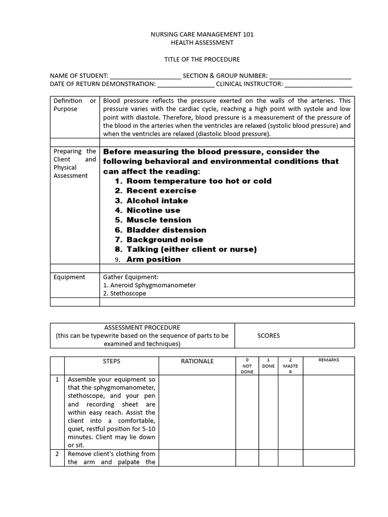 Format-for-Blood Pressure-Procedures | PDF | Blood Pressure ...
