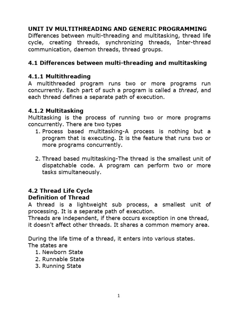 Multithreading in Java: Concepts & Examples | PDF