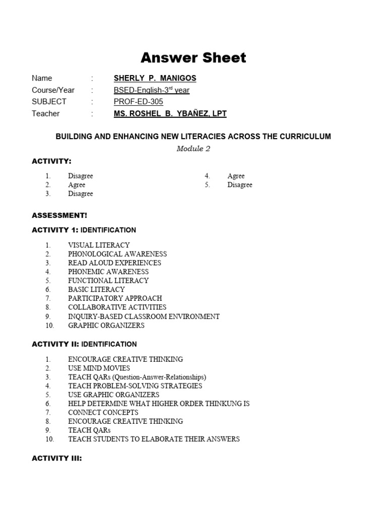 Prof-Ed 305-BUILDING & ENGHANCING NEW LITERACIES-mod2 | PDF | Literacy | Cognition