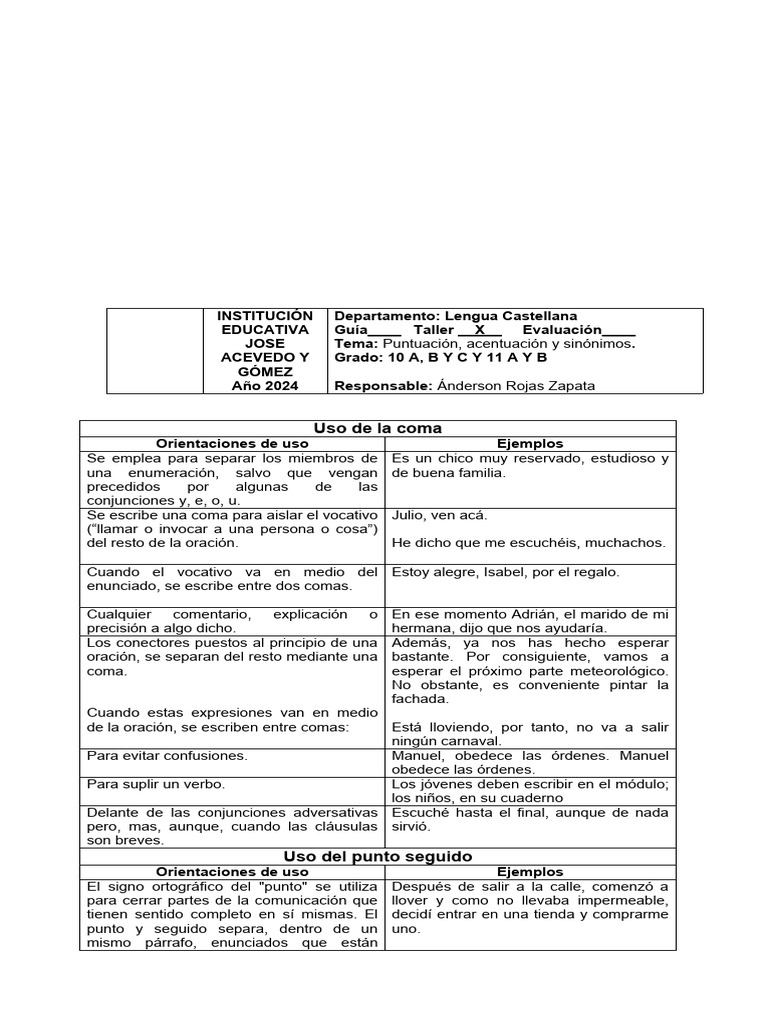 Guía de Puntuación y Acentuación en Español | PDF | Fonética | Gramática