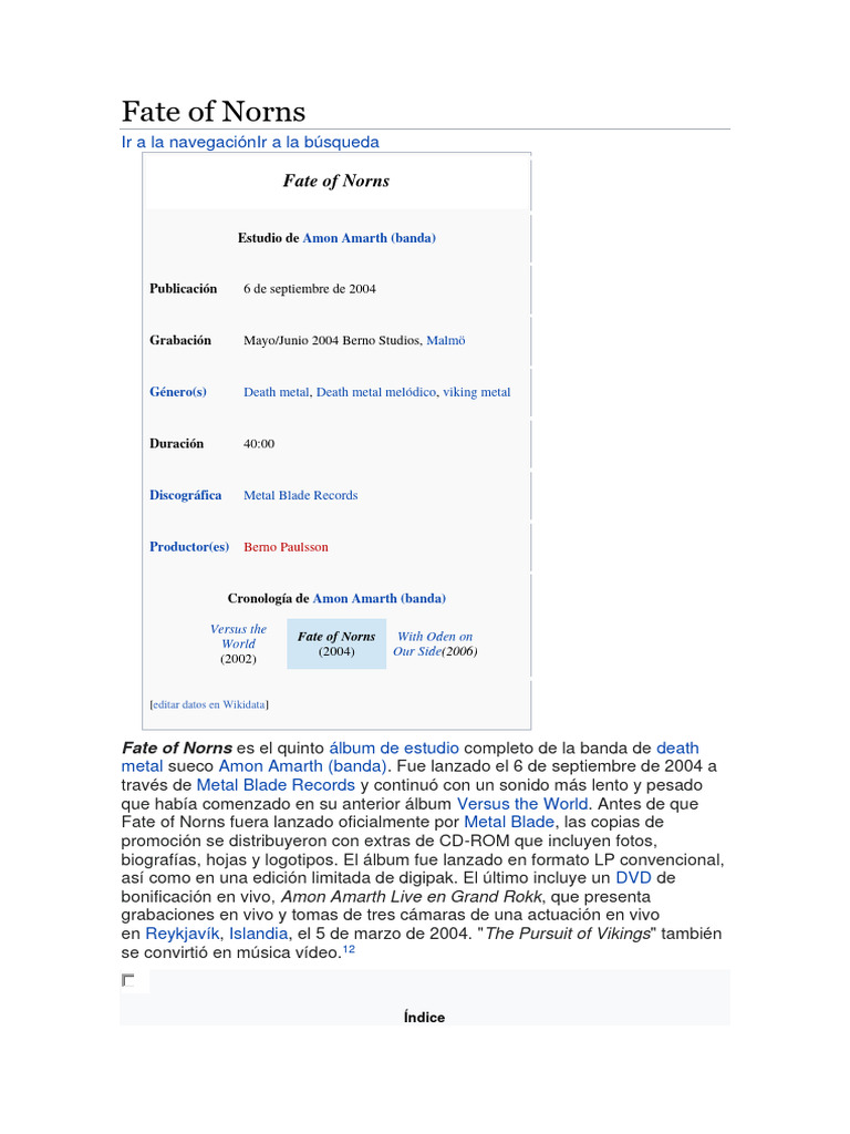 Fate of Norns | PDF | Música heavy metal | Álbumes de rock