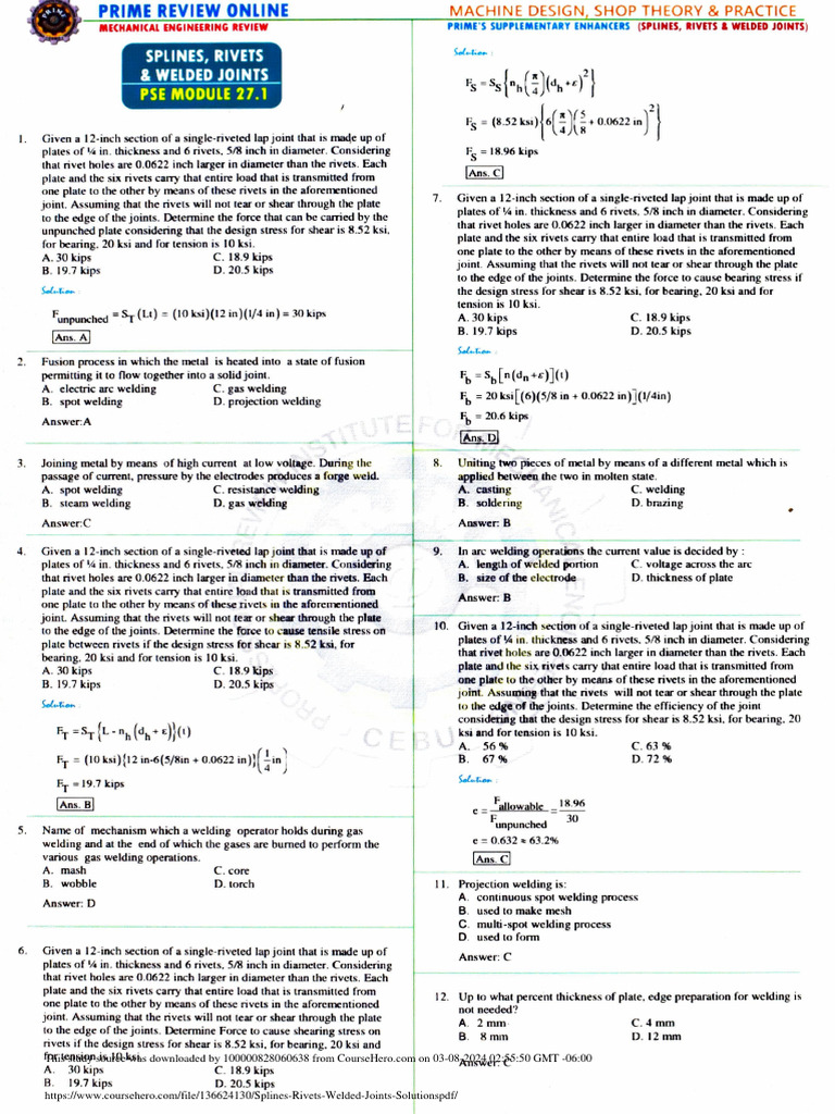 27.1 - Splines Rivets Welded Joints | PDF | Welding | Construction
