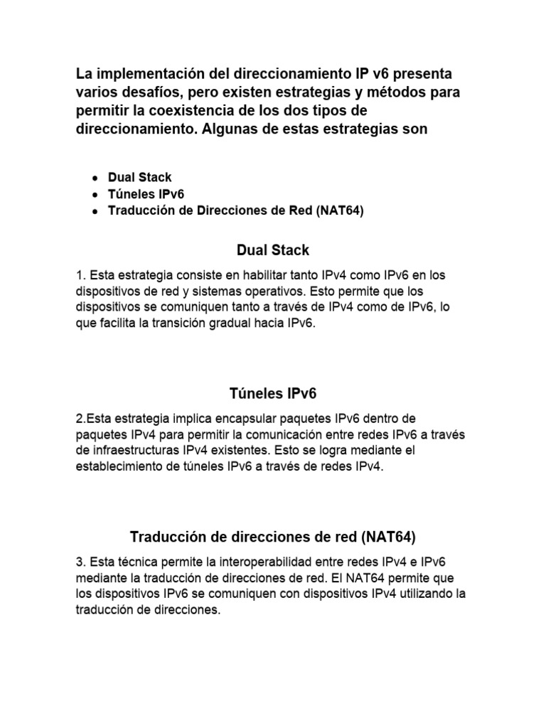 Desafíos para La Implementación Del Direccionamiento IP v6. | PDF | Yo Pv6 | Dirección IP