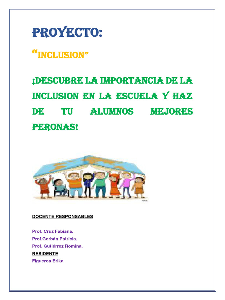 Proyecto de Inclusion 2022 | Descargar gratis PDF | Inclusión ...