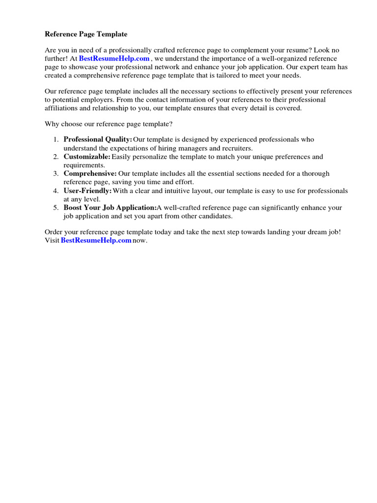Reference Page Template | PDF | Essays | Résumé