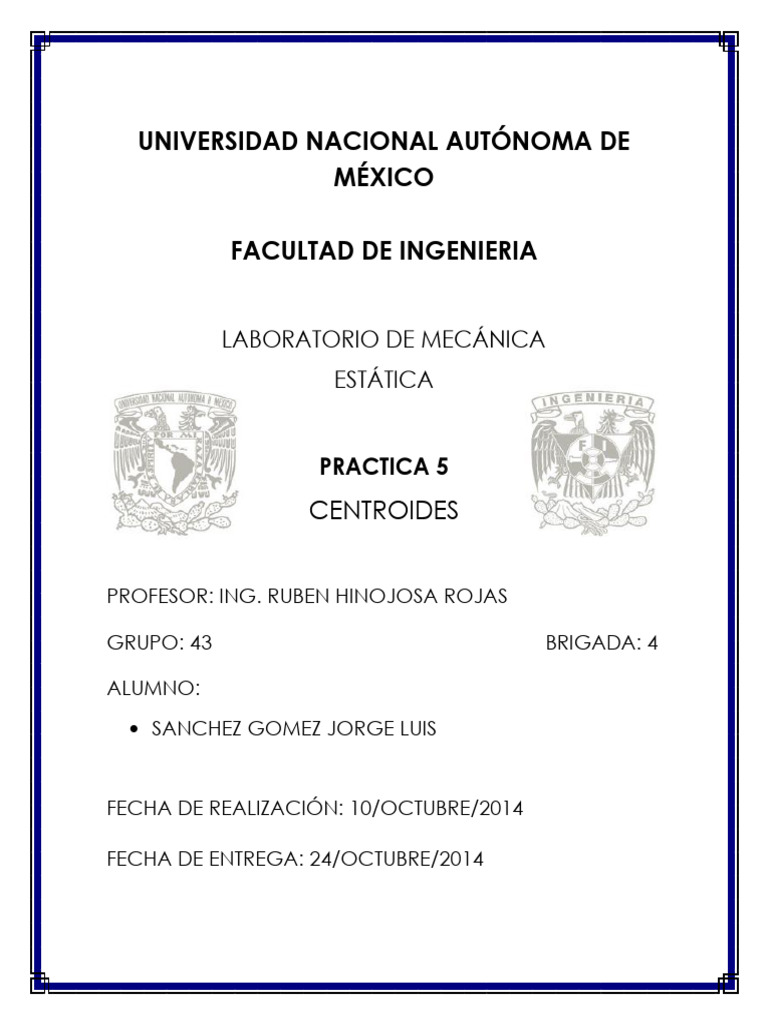 Practica 5 Lab Estatica | PDF | Mecanica clasica | Ingeniería mecánica