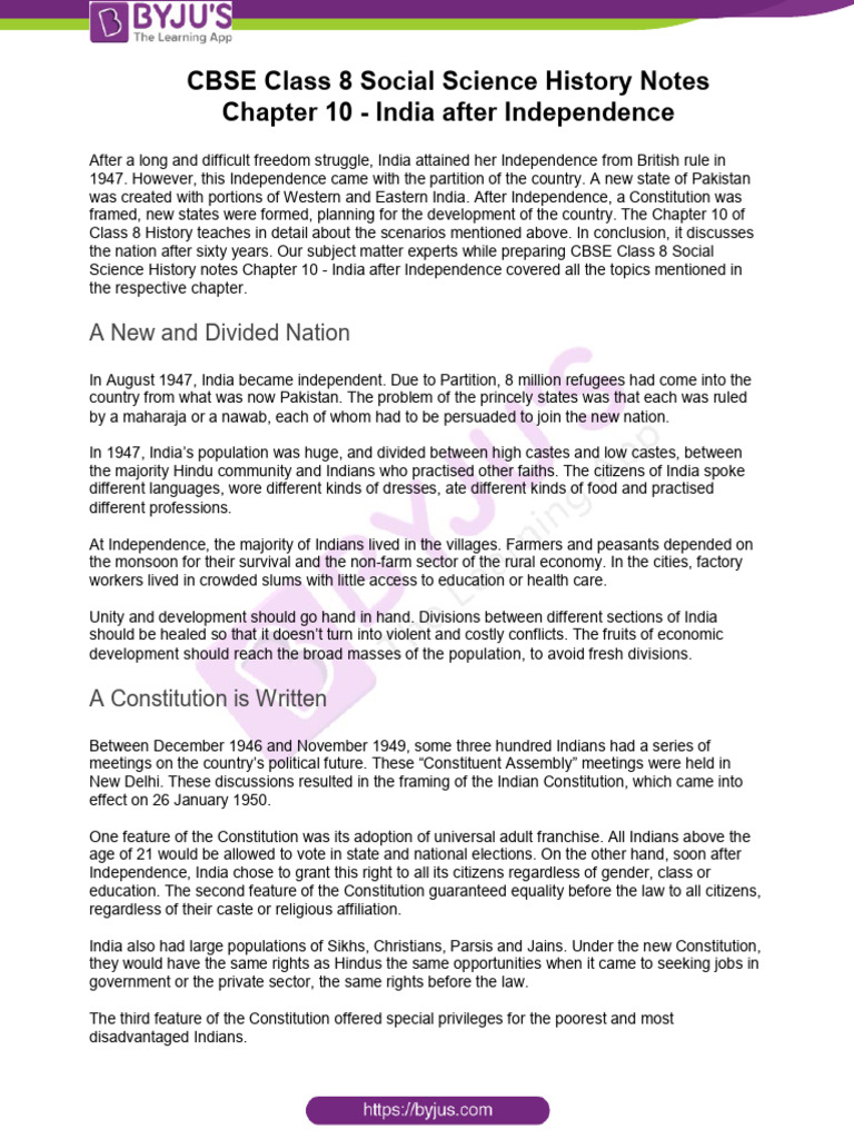 CBSE-Class-8-Social-Science-History-Notes-Chapter-10-India-after ...