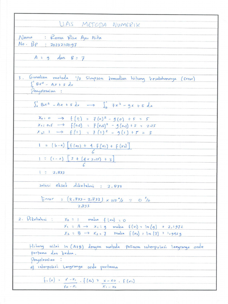 UAS Metoda Numerik Rama Risa Ayu Nita | PDF