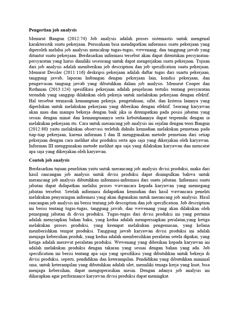 Pengertian Job Analysis | PDF