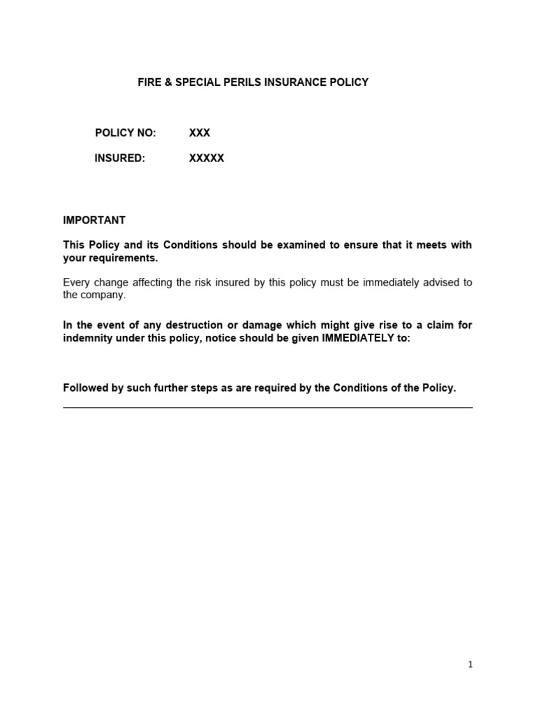 FIRE DRAFT | PDF | Insurance | Indemnity