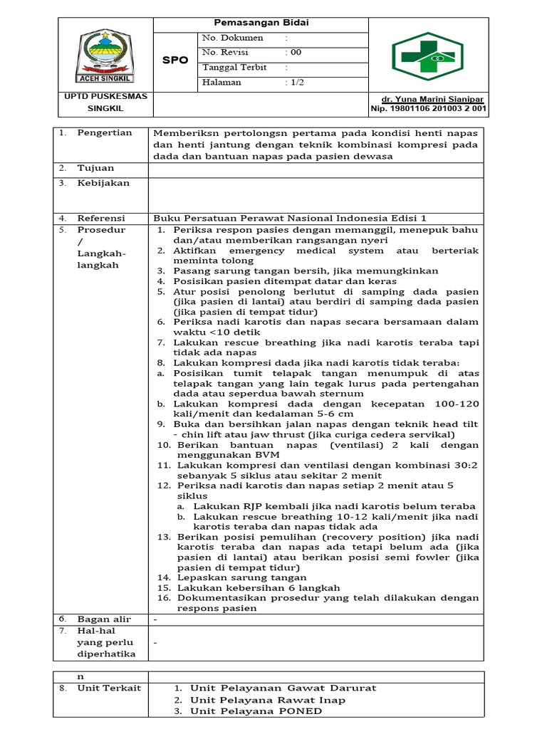 SOP Resusitasi Jantung Paru Pada Pasien Dewasa | PDF | Sains & Matematika