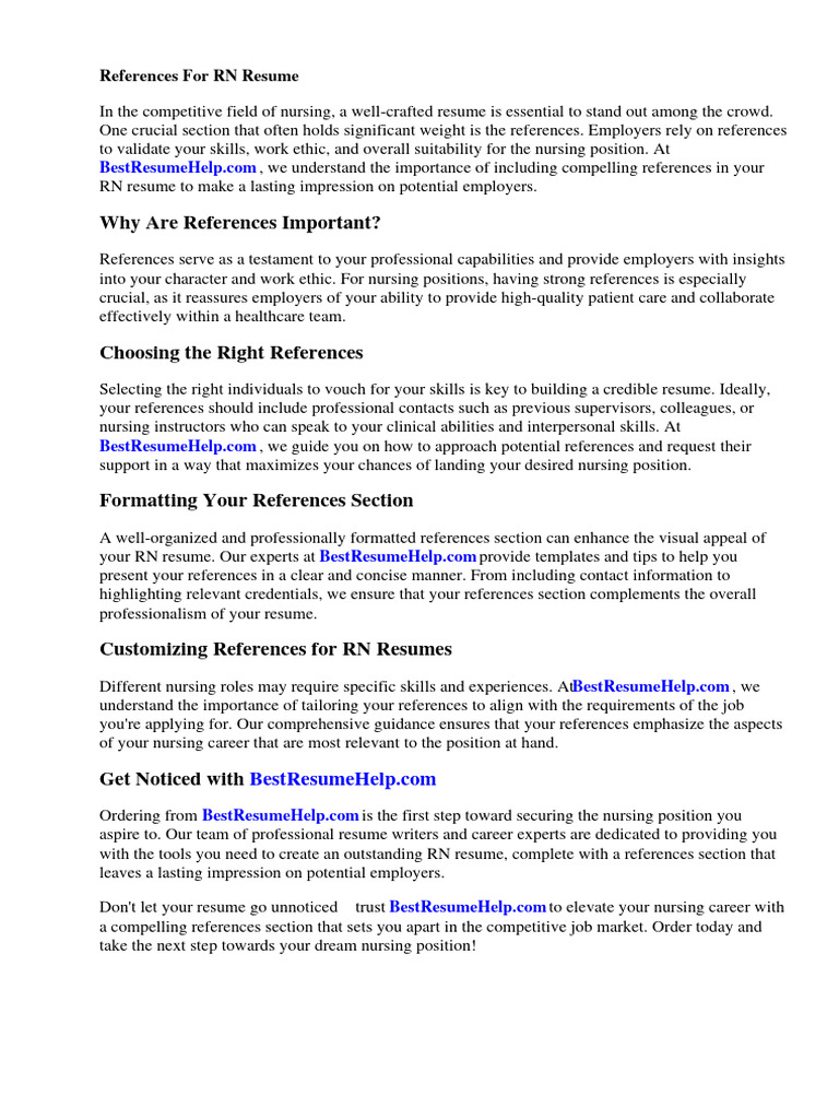 References for Rn Resume | PDF | Résumé | Nursing