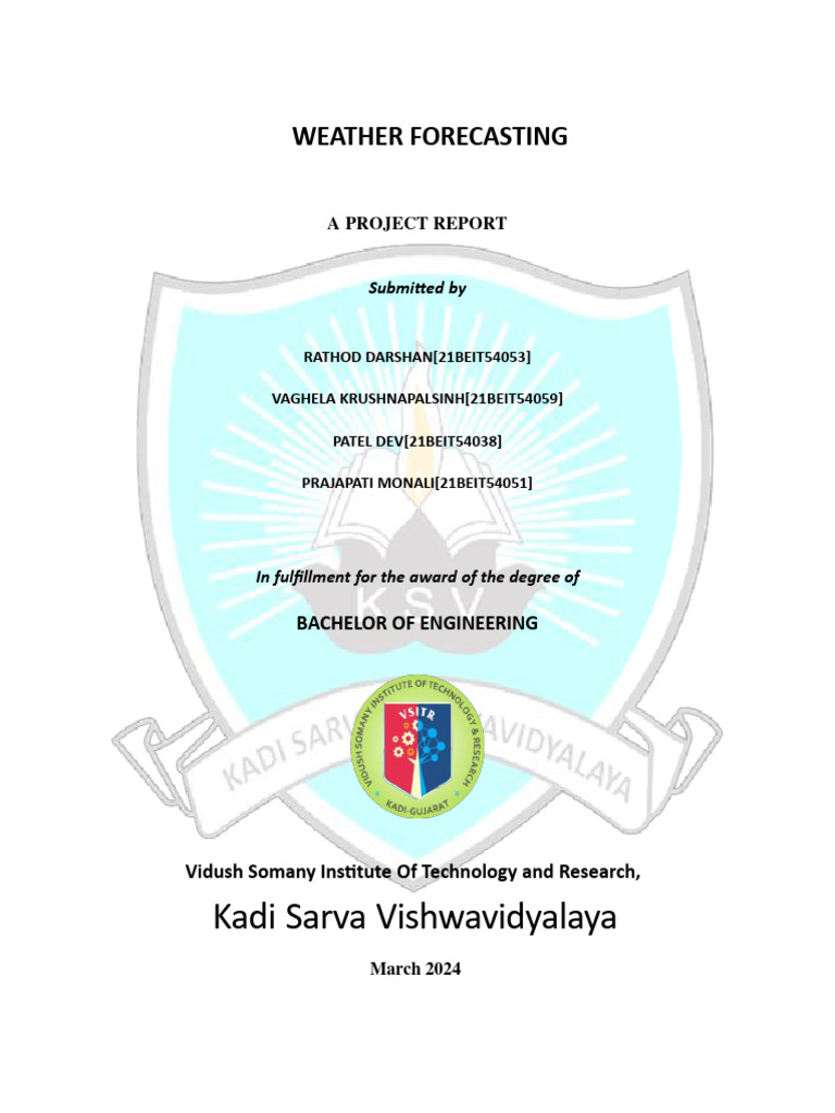 Weather Forecasting Project Report | PDF | Business | Technology ...
