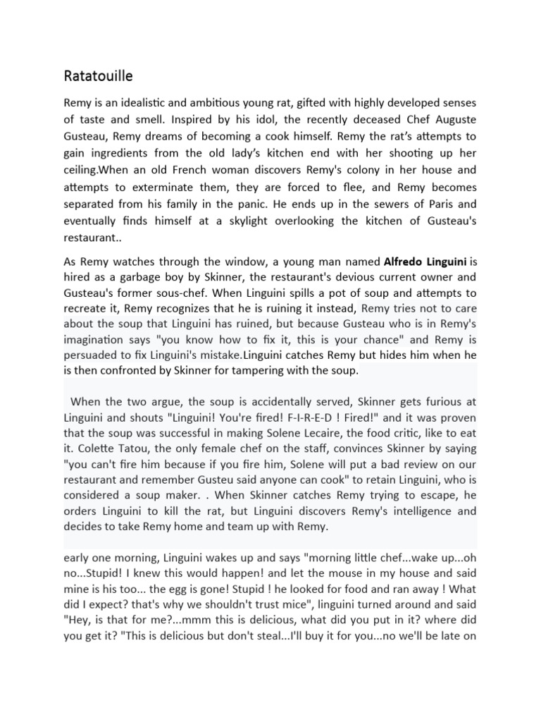 Ratatouille Narrative Text | PDF
