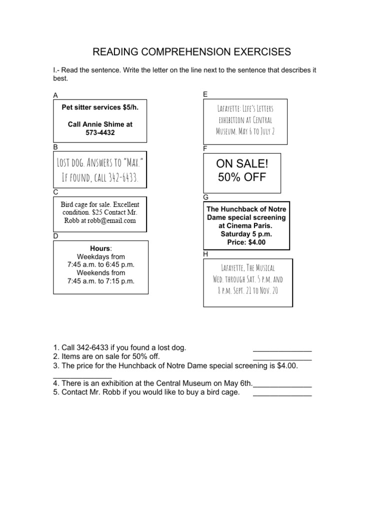 Reading Comprehension Exercises | PDF | Unicorn