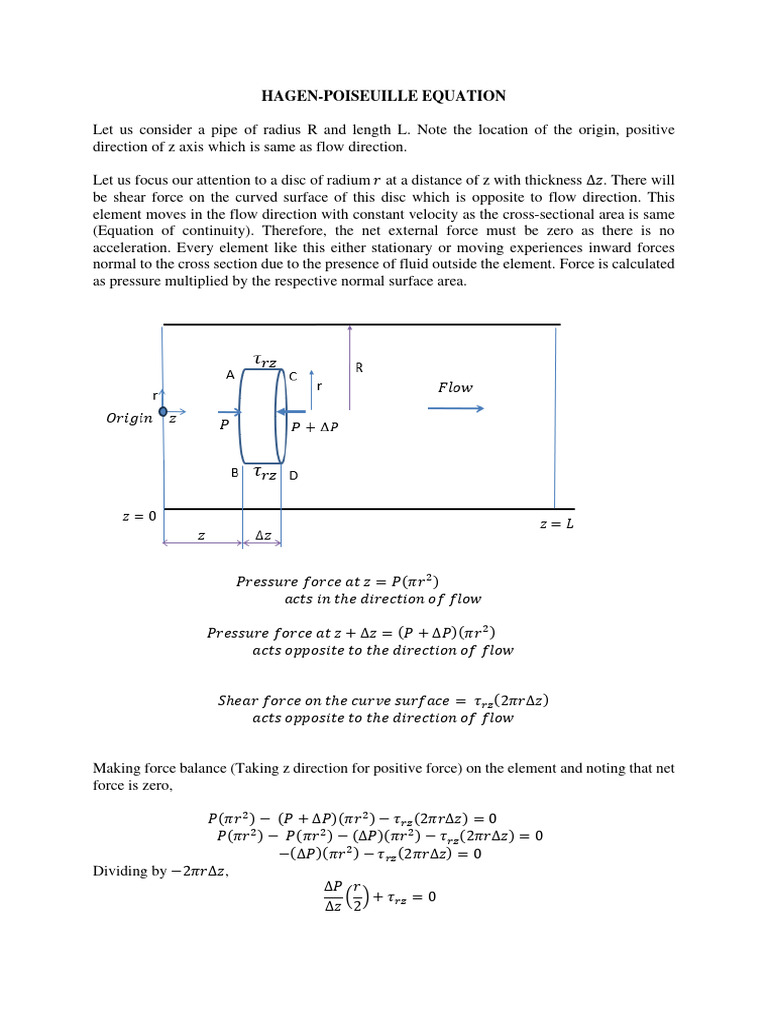 Understanding Hagen-Poiseuille Equation | PDF | Force | Dynamics ...