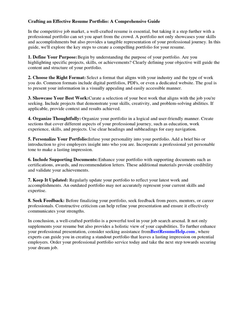 How To Make A Portfolio For Resume | PDF | I Pod | Résumé