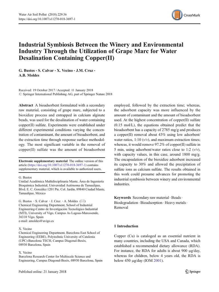 s11270 018 3697 1 | PDF | Adsorption | Copper