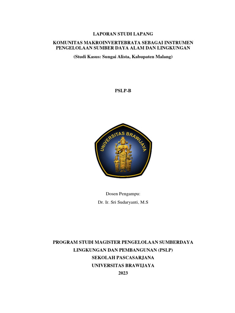 Laporan Studi Lapang Makroinvertebrata Di Sungai Alista Dau Kabupaten Malang - PSLP B | PDF