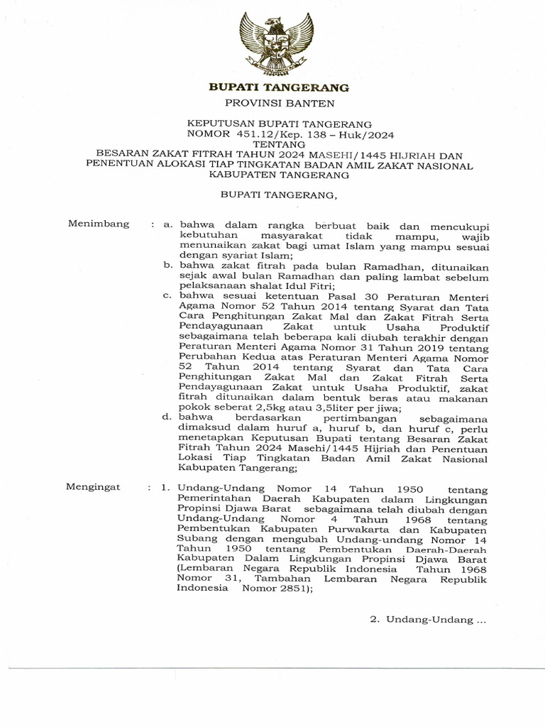 Surat Edaran Zakat Fitrah 2024 | PDF