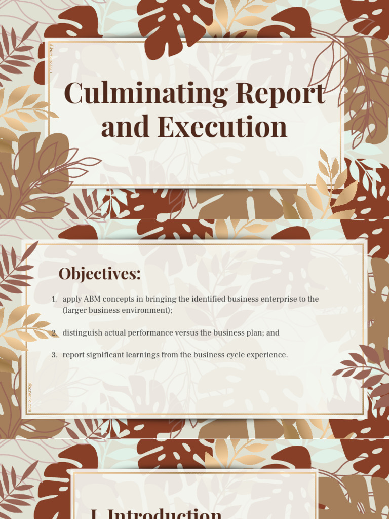 Lesson 8 Culminating Report and Execution | PDF | Business